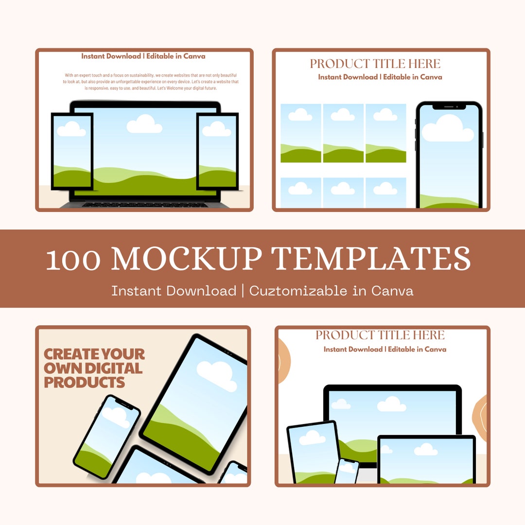 100 Digital Product Mockup Templates, Canva, Product Mockups ...