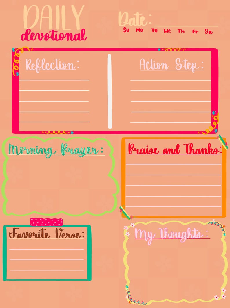 Daily Devotional Worksheet/bible Journaling Sheet - Etsy