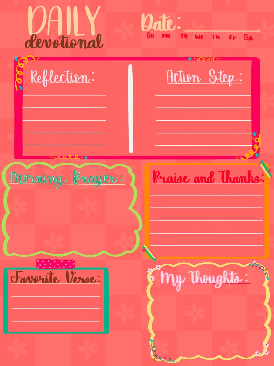 Daily Devotional Worksheet/bible Journaling Sheet - Etsy