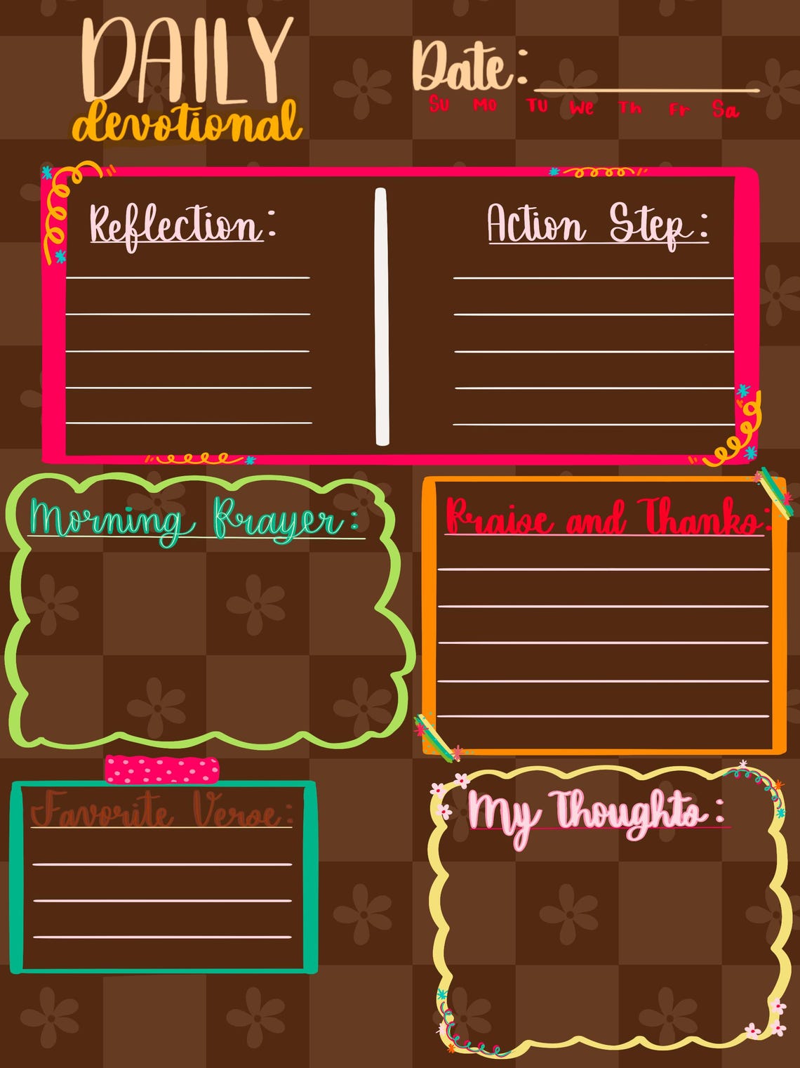 Daily Devotional Worksheet/bible Journaling Sheet - Etsy