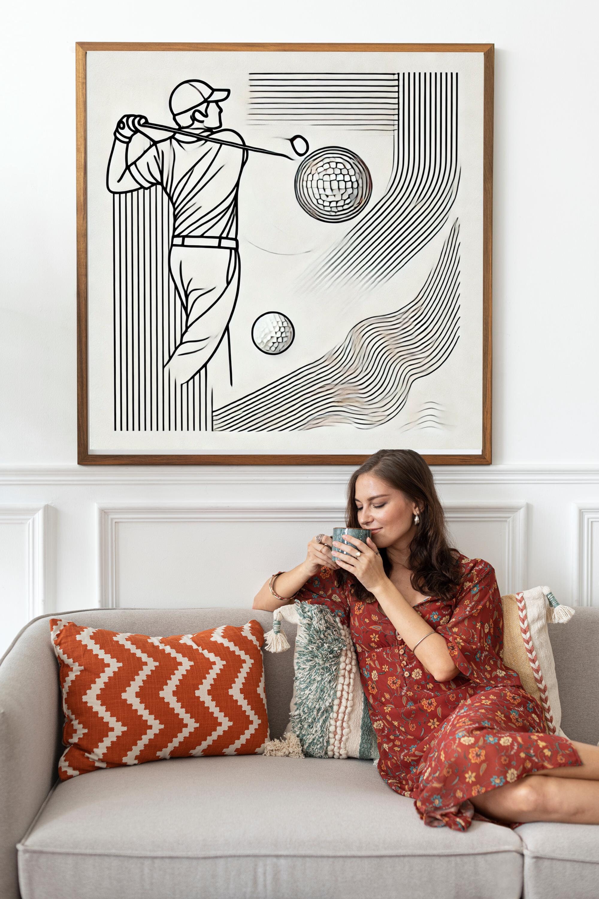 Minimalist Golf Player Line Art, Digital Download, Sport Print, Athlete ...