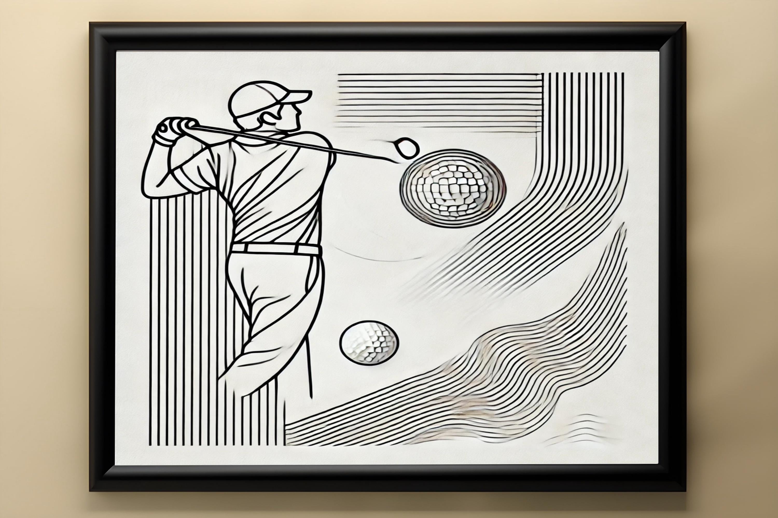 Minimalist Golf Player Line Art, Digital Download, Sport Print, Athlete ...