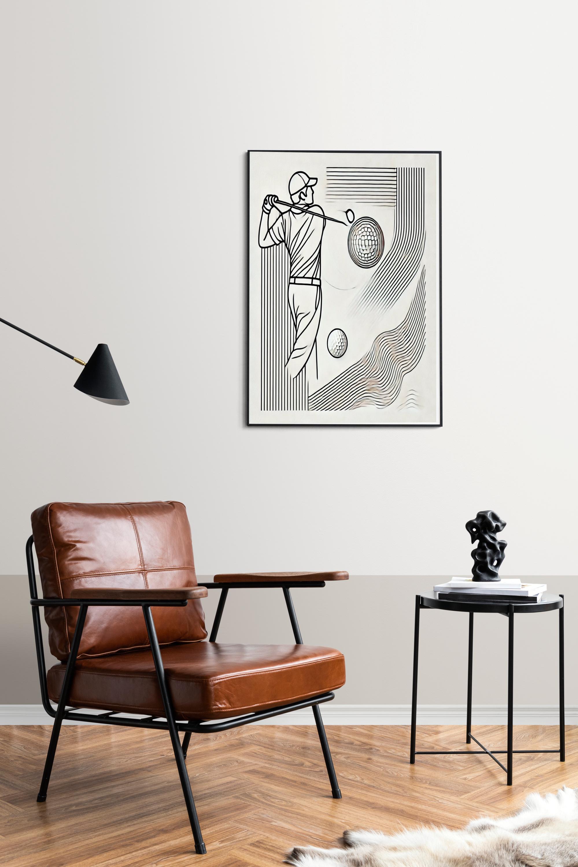 Minimalist Golf Player Line Art, Digital Download, Sport Print, Athlete ...