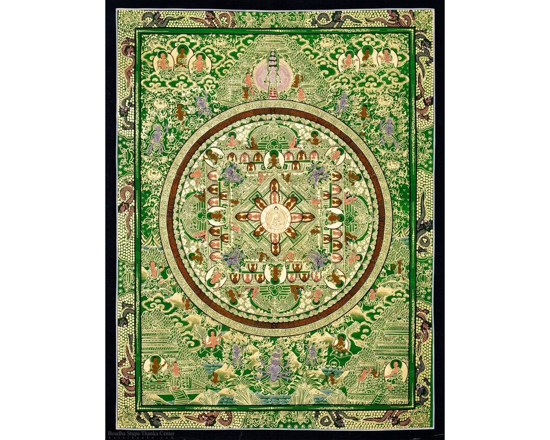 Sacred Universal Mandala Thangka Art, Meditation Space Decor, Unique ...