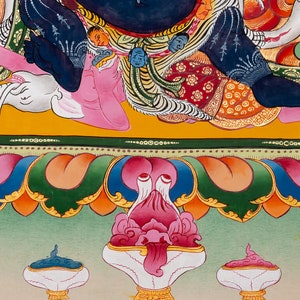 Majestic Mahakala Thangka, Protector With Six Arms, Handcrafted Symbol ...