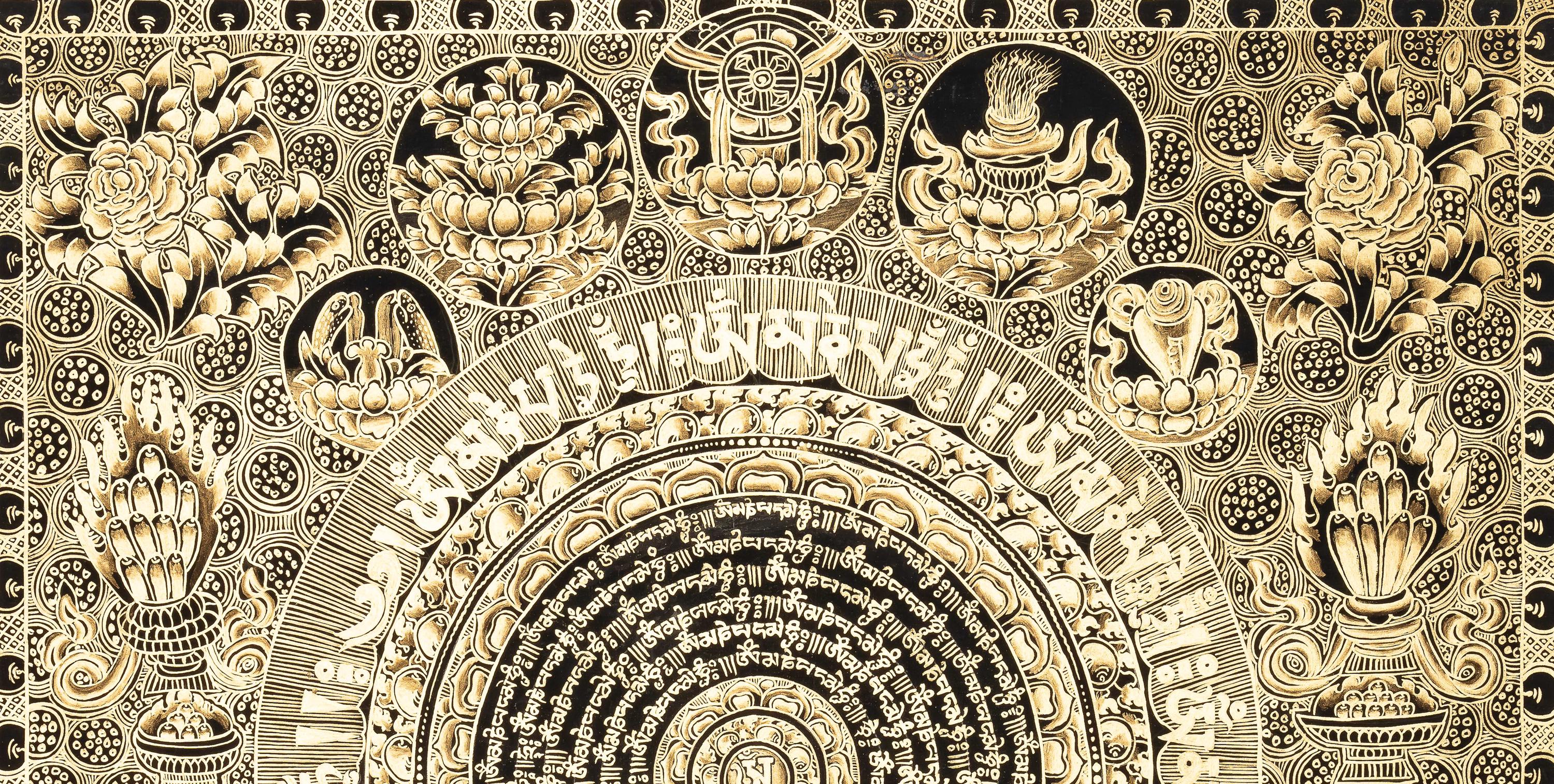 Authentic Mantra Mandala Thangka | Handmade Sacred Geometry of Mantras ...