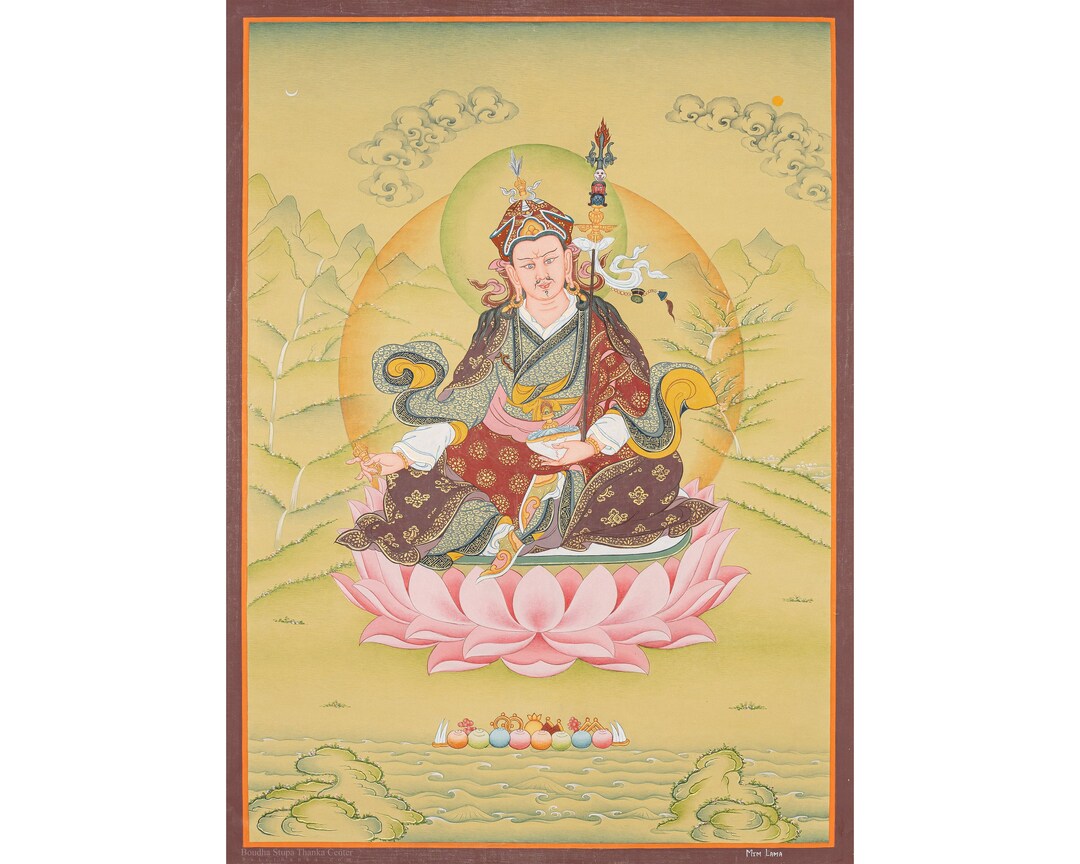 Buddhist Guru Rinpoche Thangka Painting-the Treasure Revealer ...
