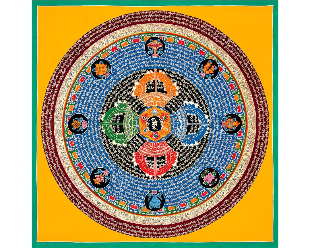 Mantra Mandala of Blessings: Spiritual Decor for Inner Peace | Hand ...