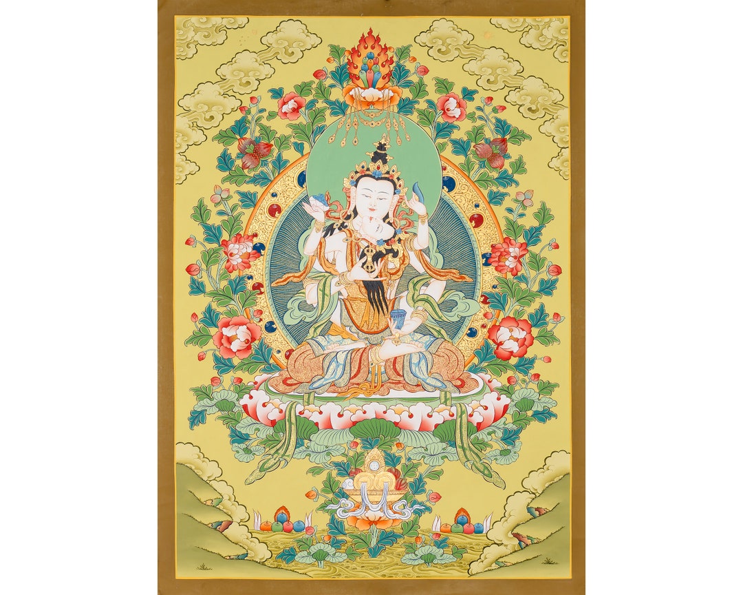 Protector Vajrasattva Thangka, Shield Against Spiritual Harm, Vibrant ...