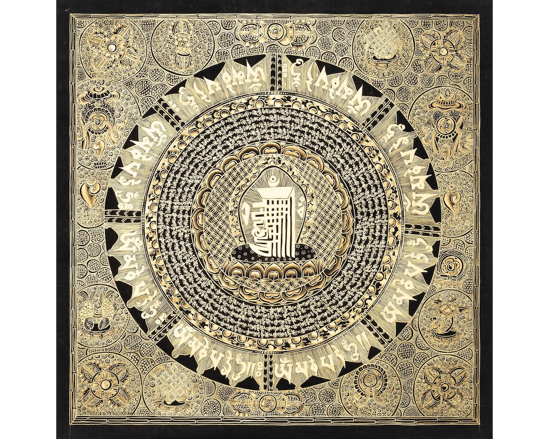 Handmade Kalachakra Mantra Mandala | Sacred Time Mandala Thangka ...