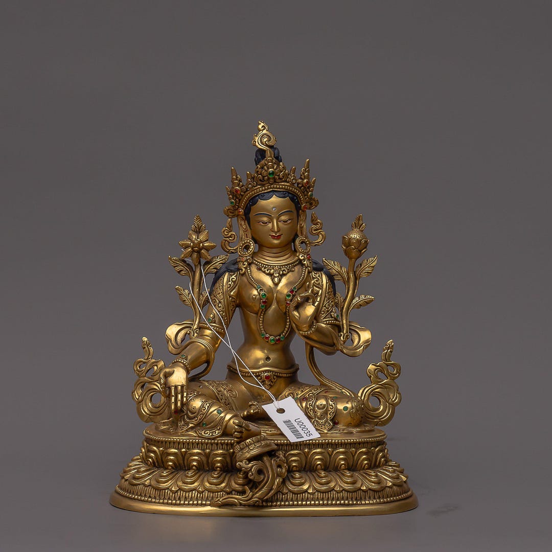 Handmade Green Tara Statue – Exquisite Tibetan Buddhist Goddess ...