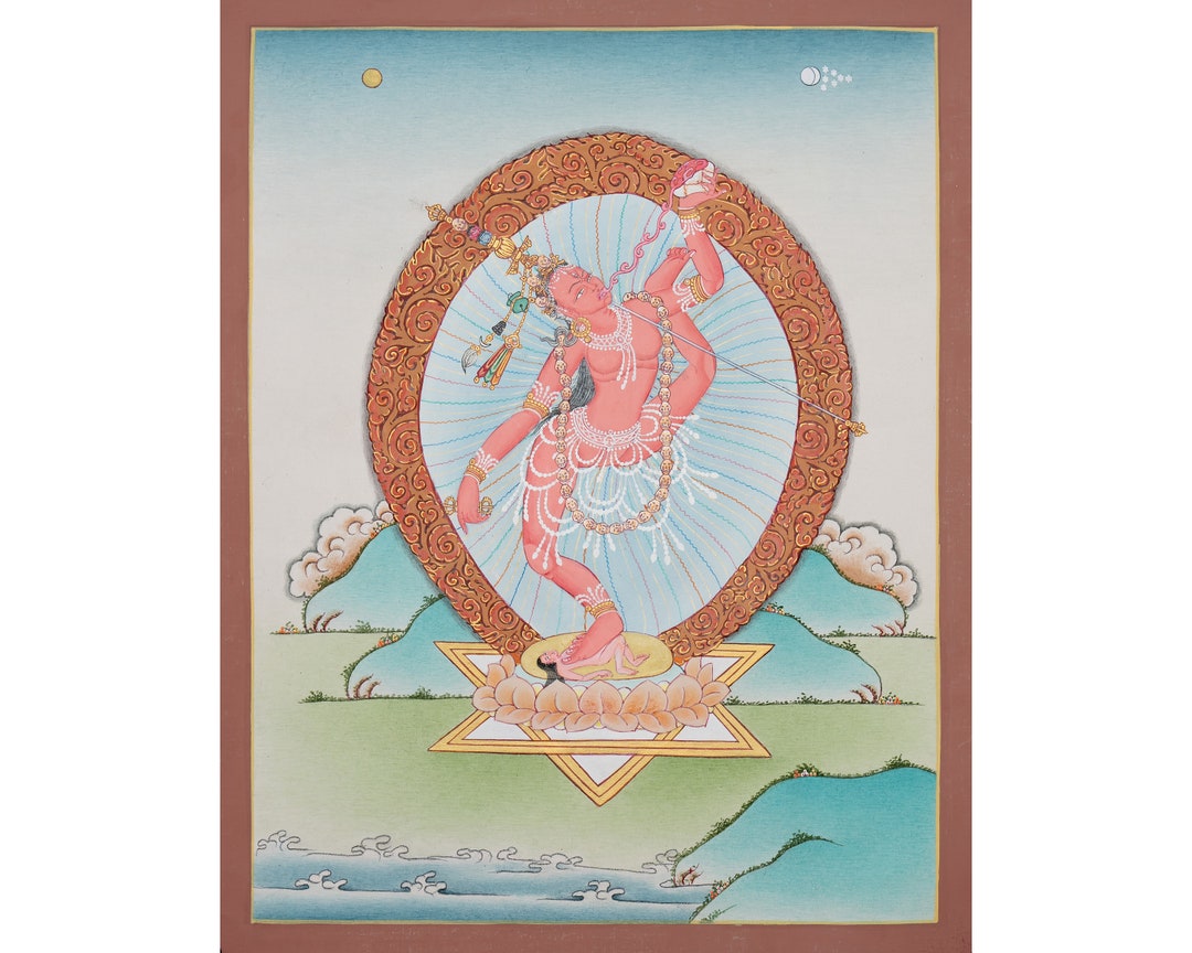 Dancing Vajrayogini Thangka Painting - Red Dakini Bliss Deity ...