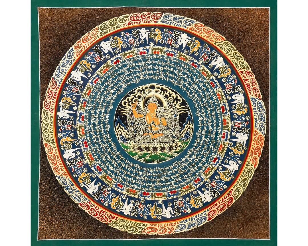 Handmade Manjushree Mantra Mandala | Symbol of Enlightened Knowledge ...