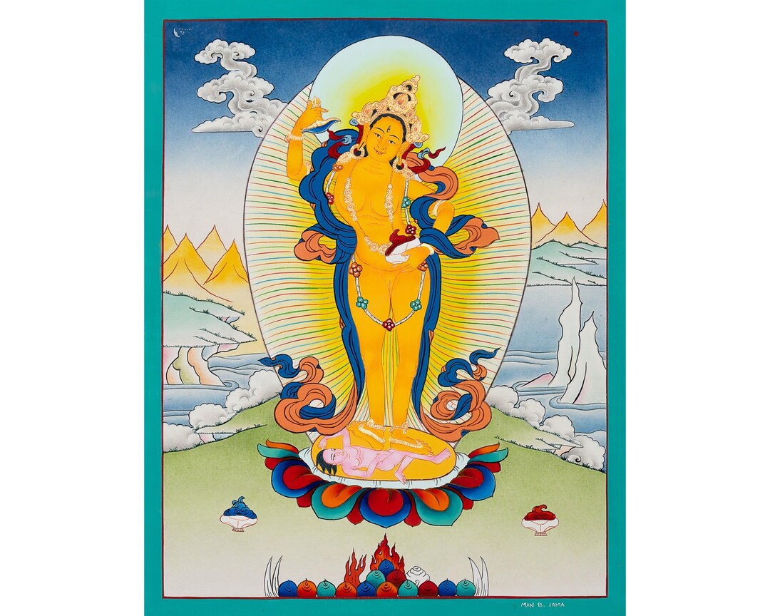 Yeshe Tsogyal Thangka the Wisdom Dakini and Sacred Empress Hand-made ...