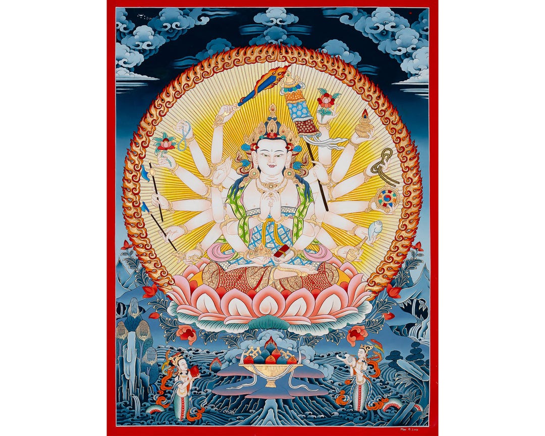 Chundi Thangka | Handmade Tibetan Buddhist Art | 24K Gold Goddess of ...