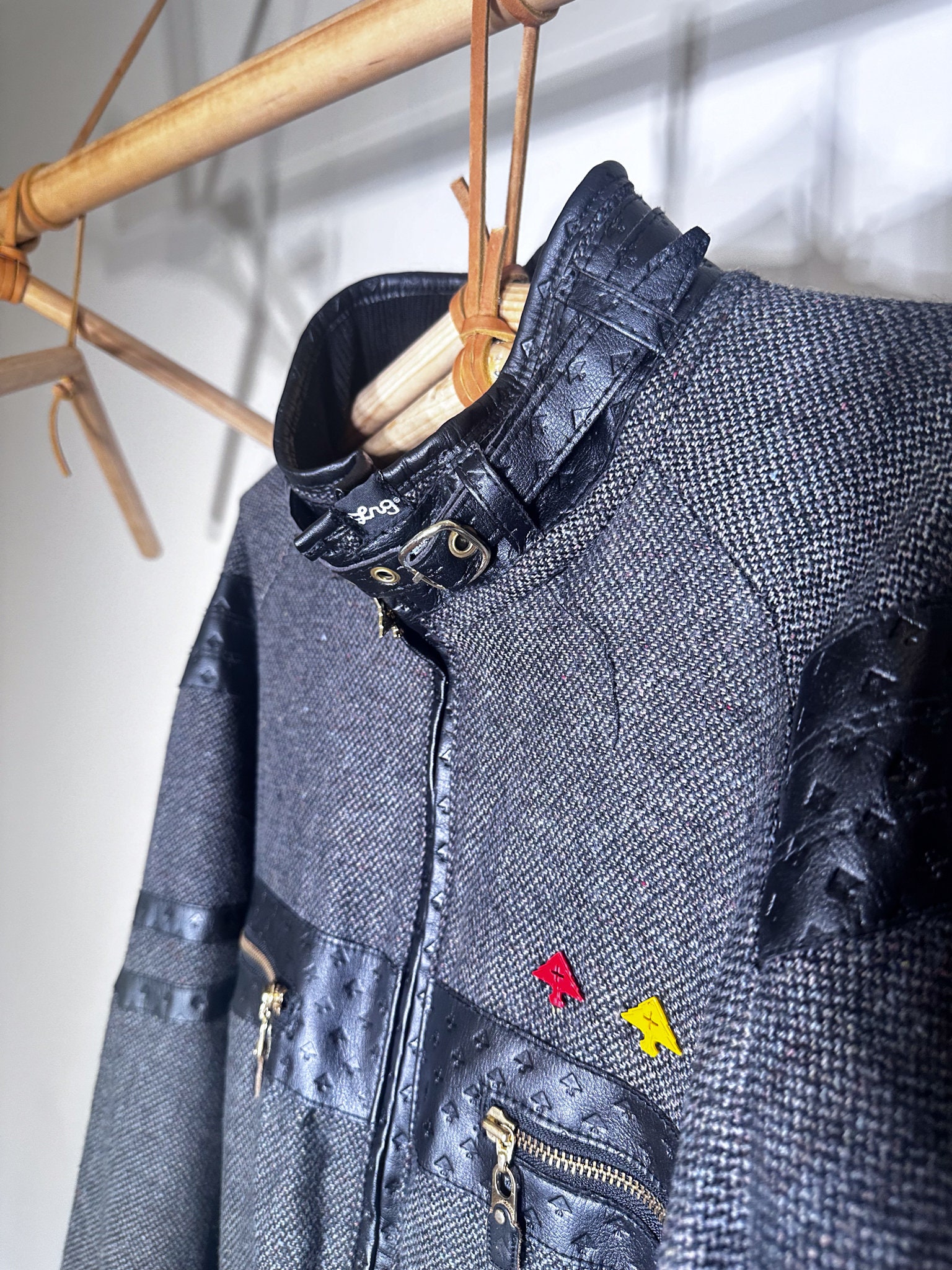 Vintage LRG Gingham Varsity Bomber Jacket, Leather Trim, Oversized Fit ...