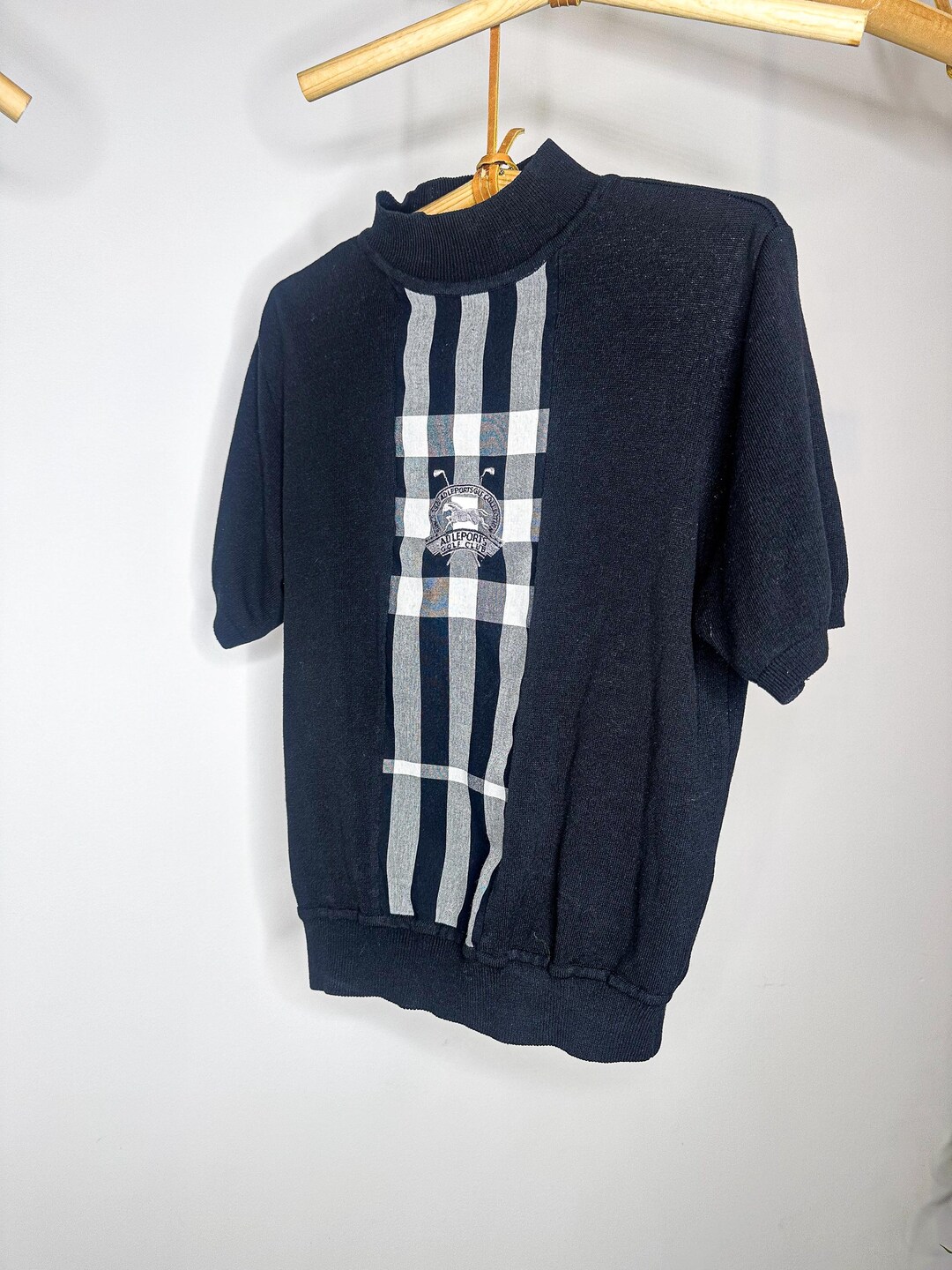Vintage Collegiate Polo Golf Derby Equestrian Plaid Turtleneck Short ...