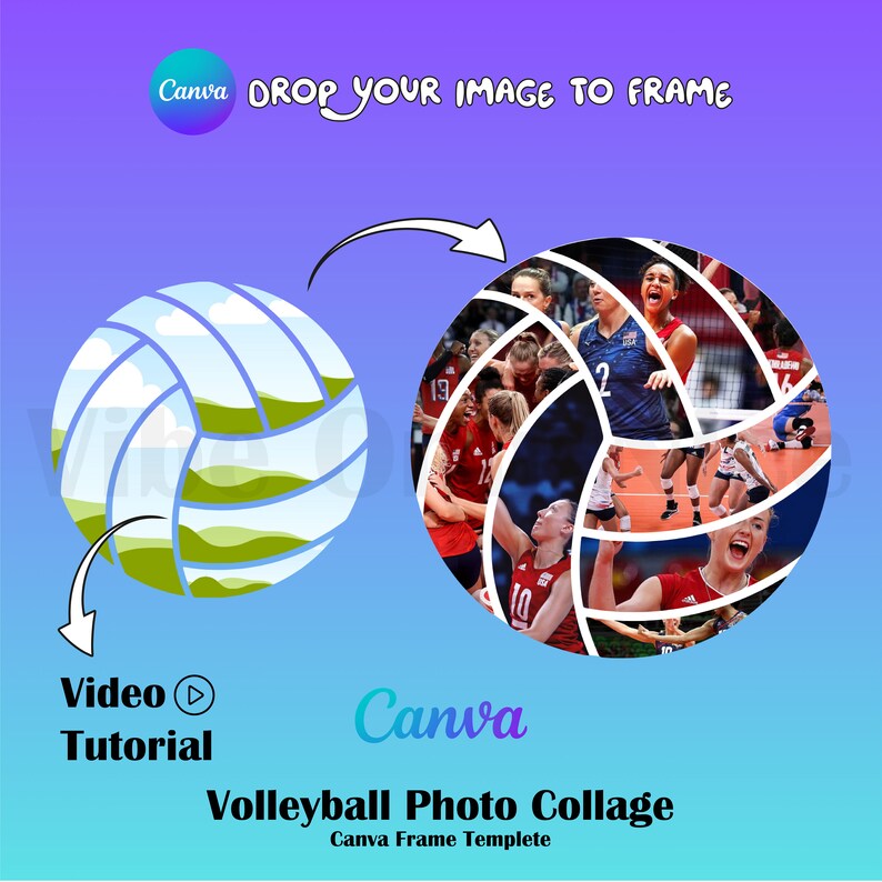 Editable Volleyball Frame Templete. Canva Mockup. Photo Colllage. Easy ...