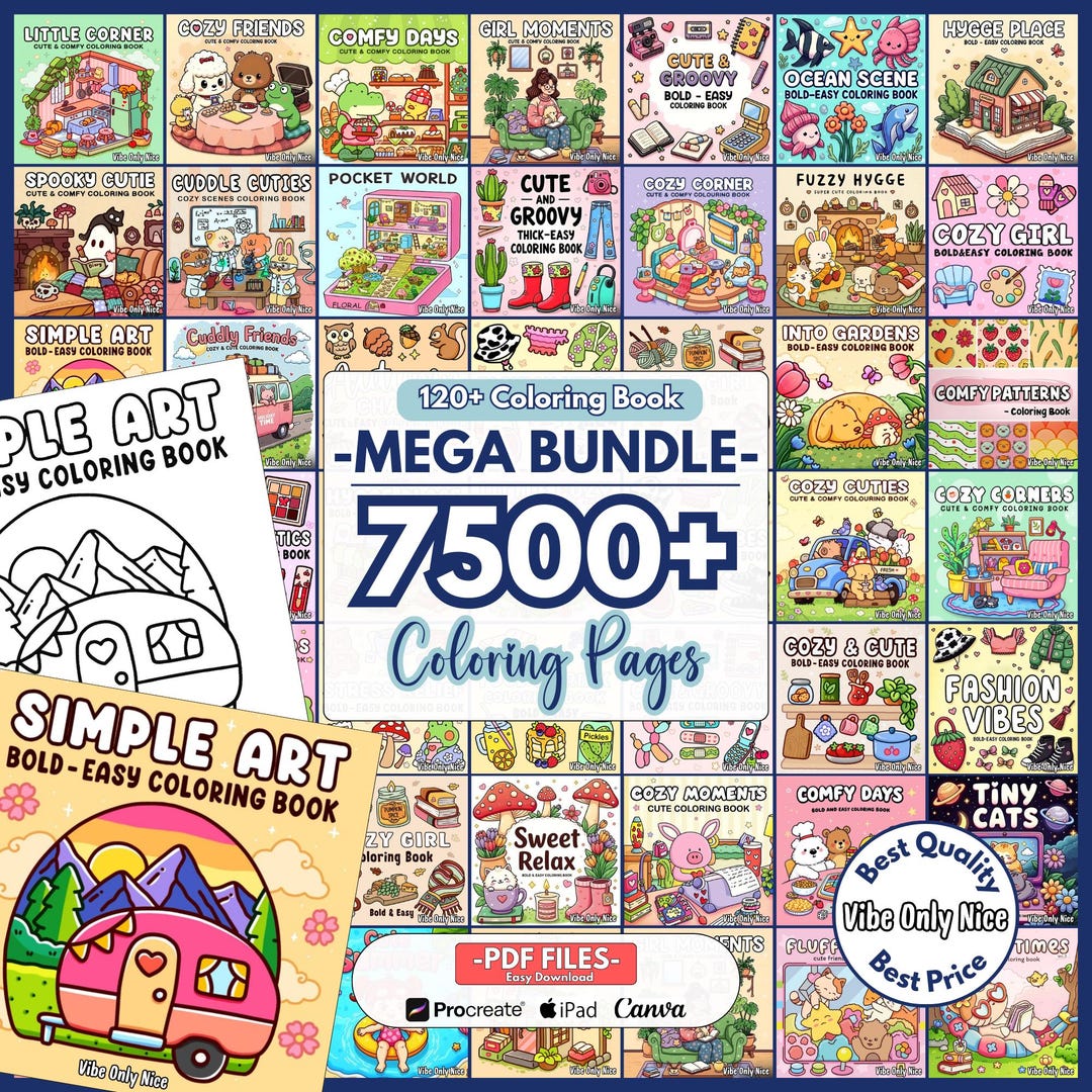 7500+ Coloring Pages Mega BUNDLE, Coloring Book Bundle, Adult Coloring ...