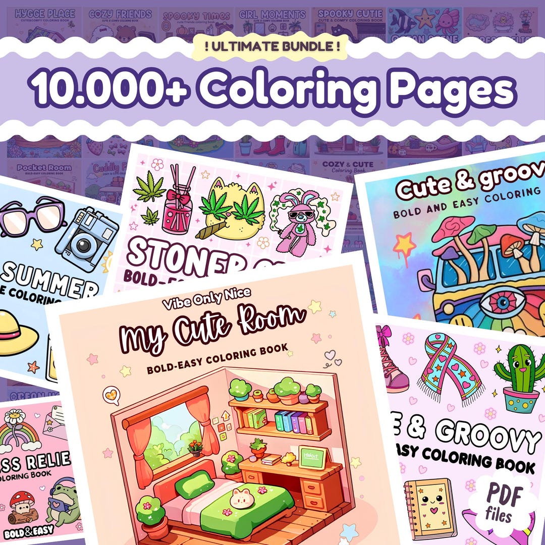 Printable Coloring Pages for Kids & Adults 10.000 Pages. Digital ...