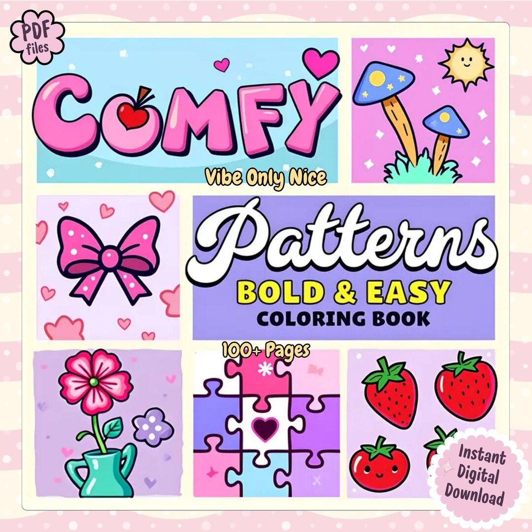 Comfy Patterns Coloring Book, 100+ Coloring Pages, Bundle, Kids Moments ...