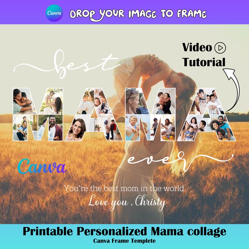 Printable Personalized Mama Photo Collage. Canva Frame Templete. Easy ...