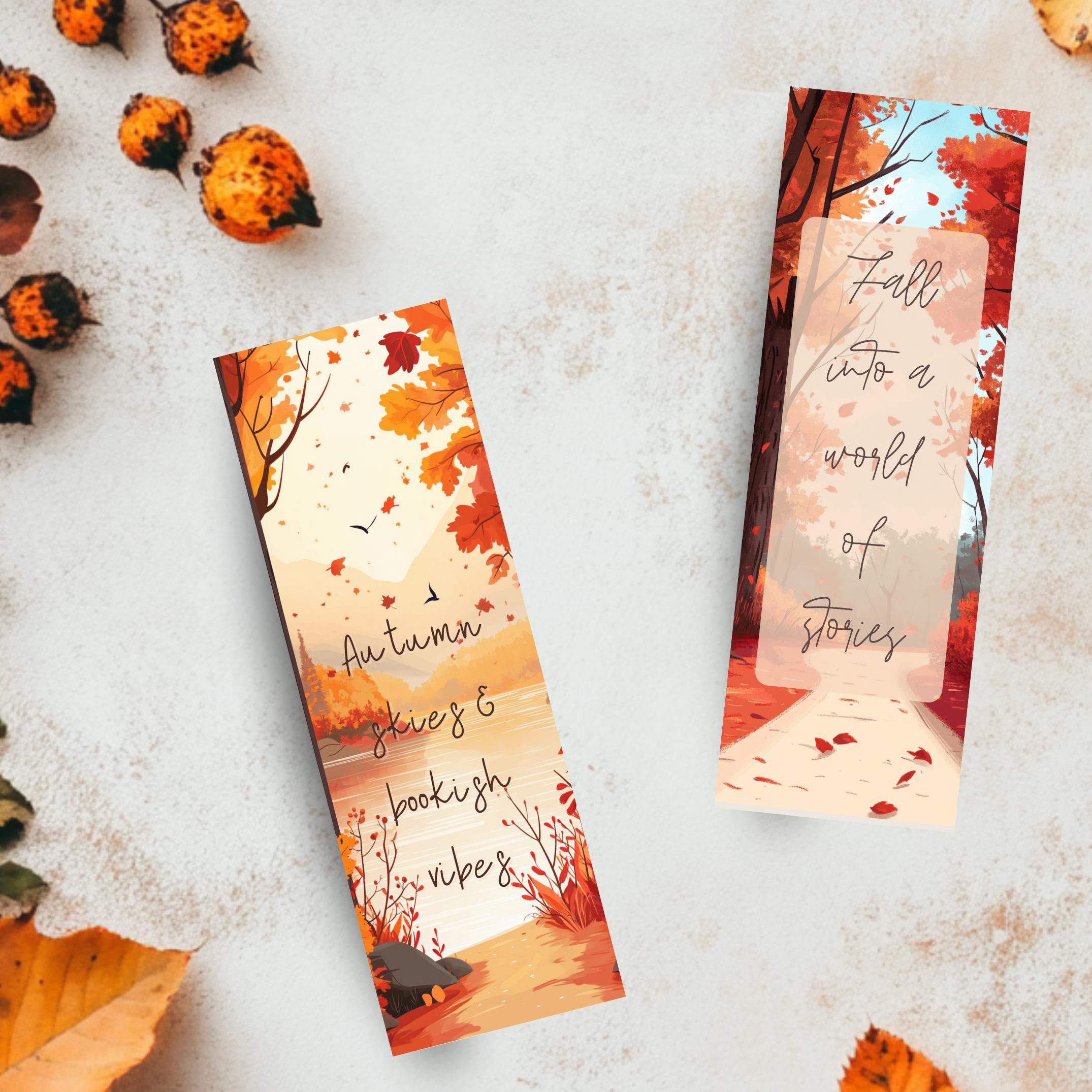 Fall Bookmark Printable Book Lover Gift Digital Bookmark for Book Nerd ...