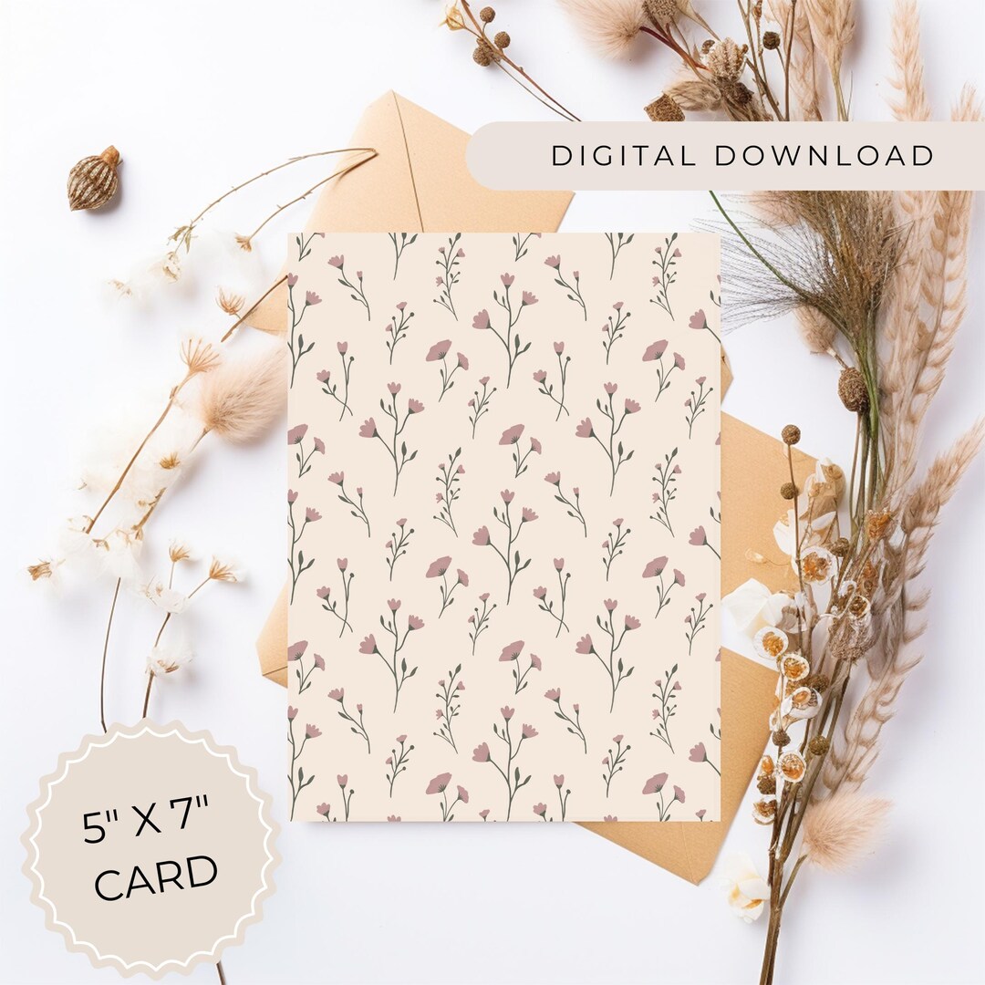 Printable Cottagecore Greeting Card for Any Occasion Floral Blank ...