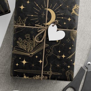 Fantasy Wrapping Paper Moon Star Celestial Gift Wrap Personalized Book ...