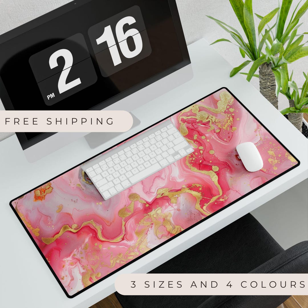 Marble Desk Mat Pastel Pink Desk Pad Home Decor Gift Cute Mouse Pad ...