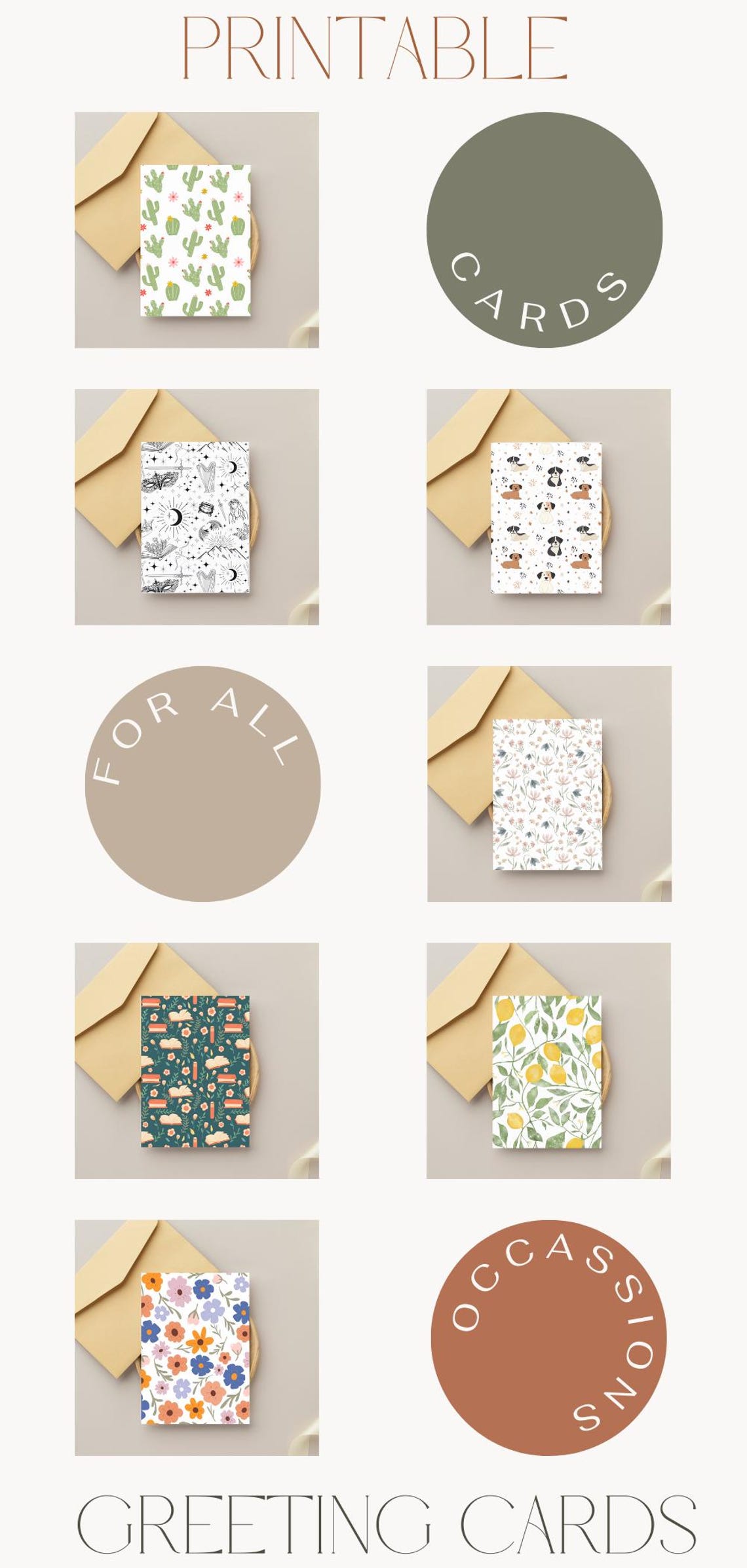 Floral Printable Greeting Card Digital Download Card For Any Occasion