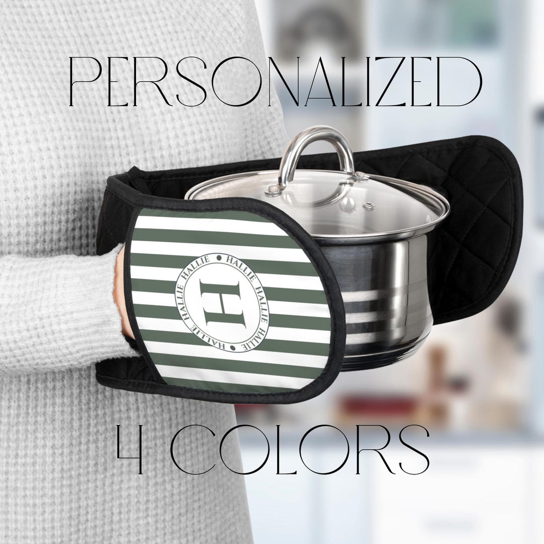 Personalized Oven Mitts Monogrammed Minimalist Double Oven Mitt Custom ...