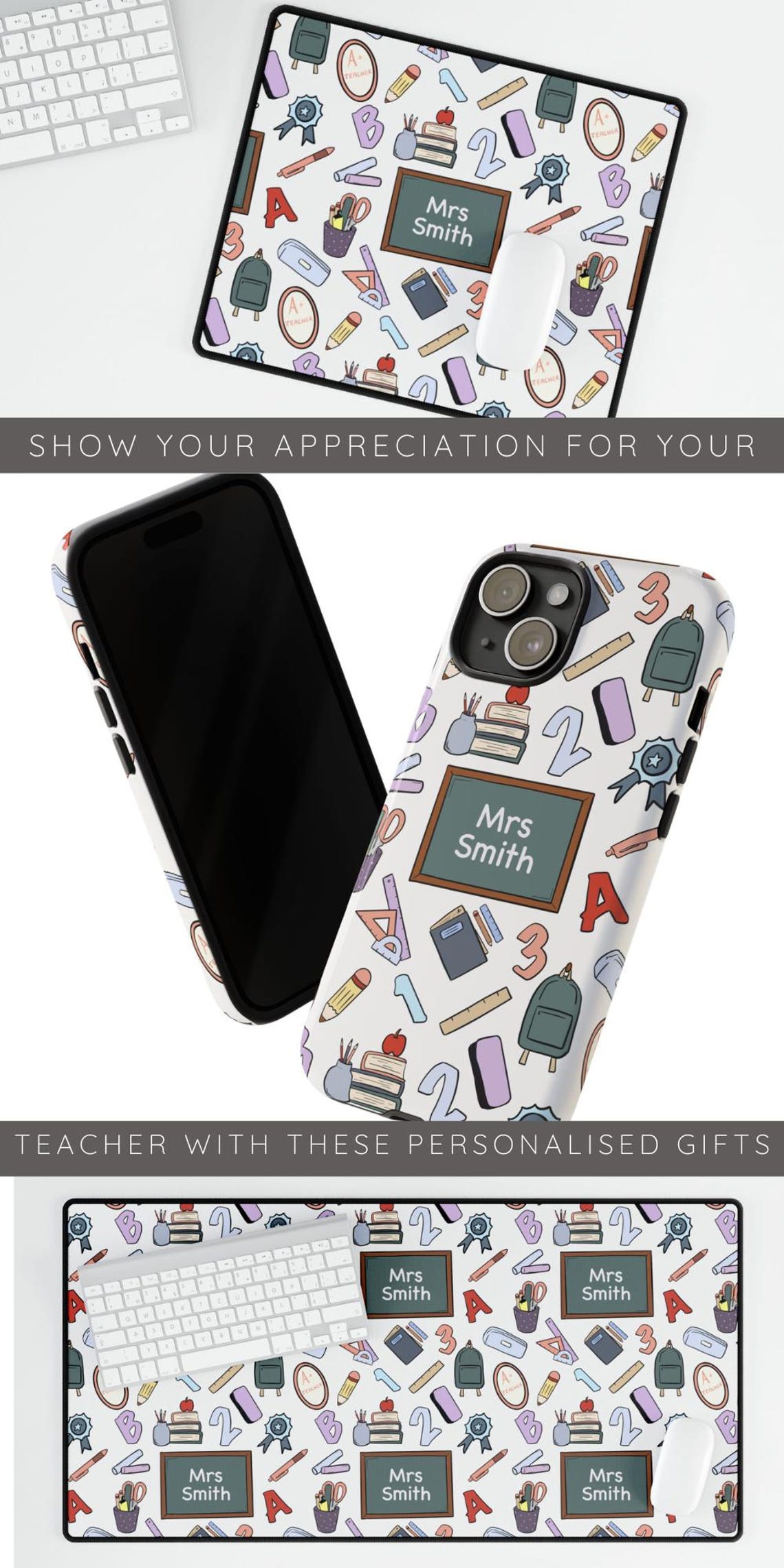 Personalised Teacher Desk Mat Custom Desk Pad Gift for Teacher Desk ...