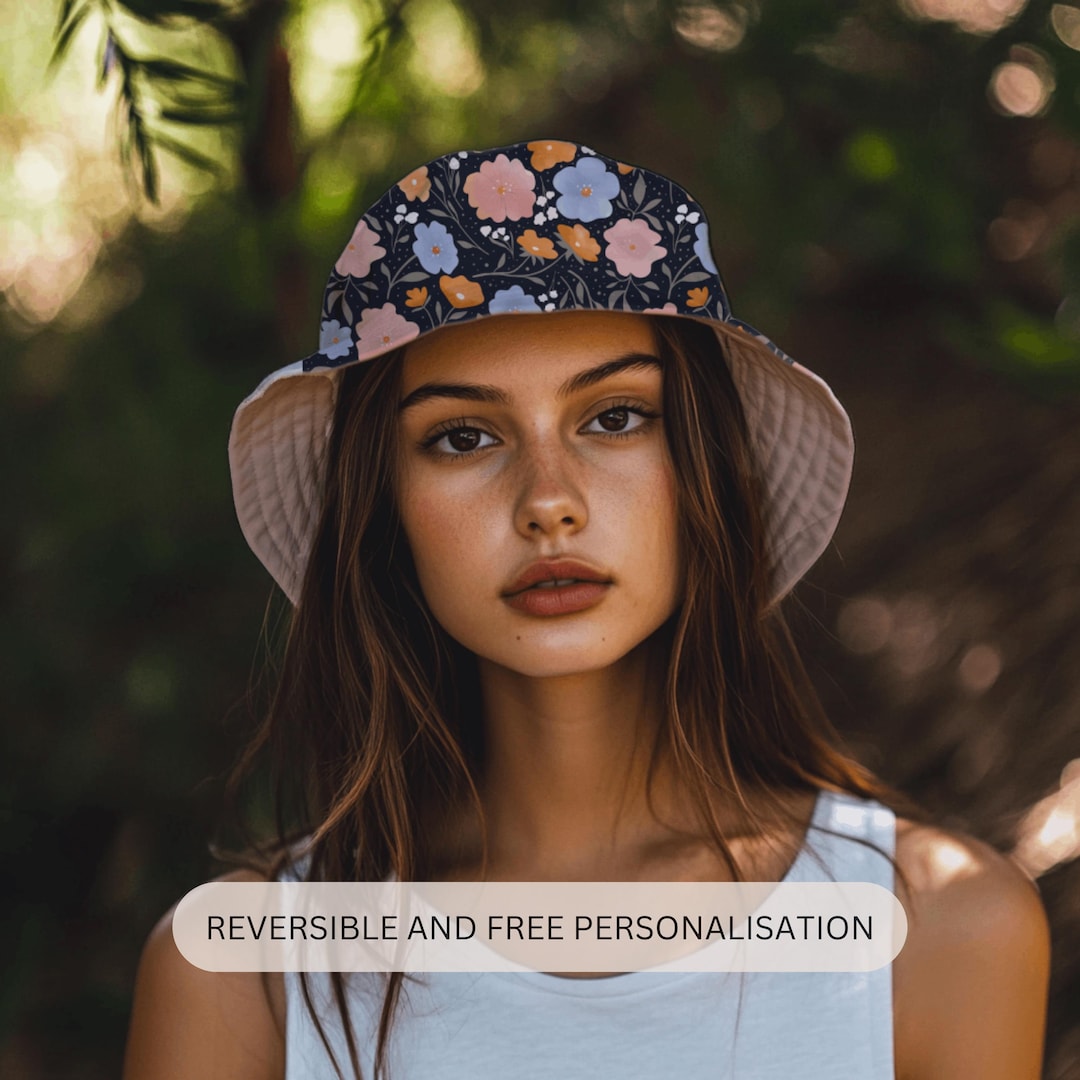 Floral Hat Personalised Hat for Girl Reversible Bucket Hat for Teen ...