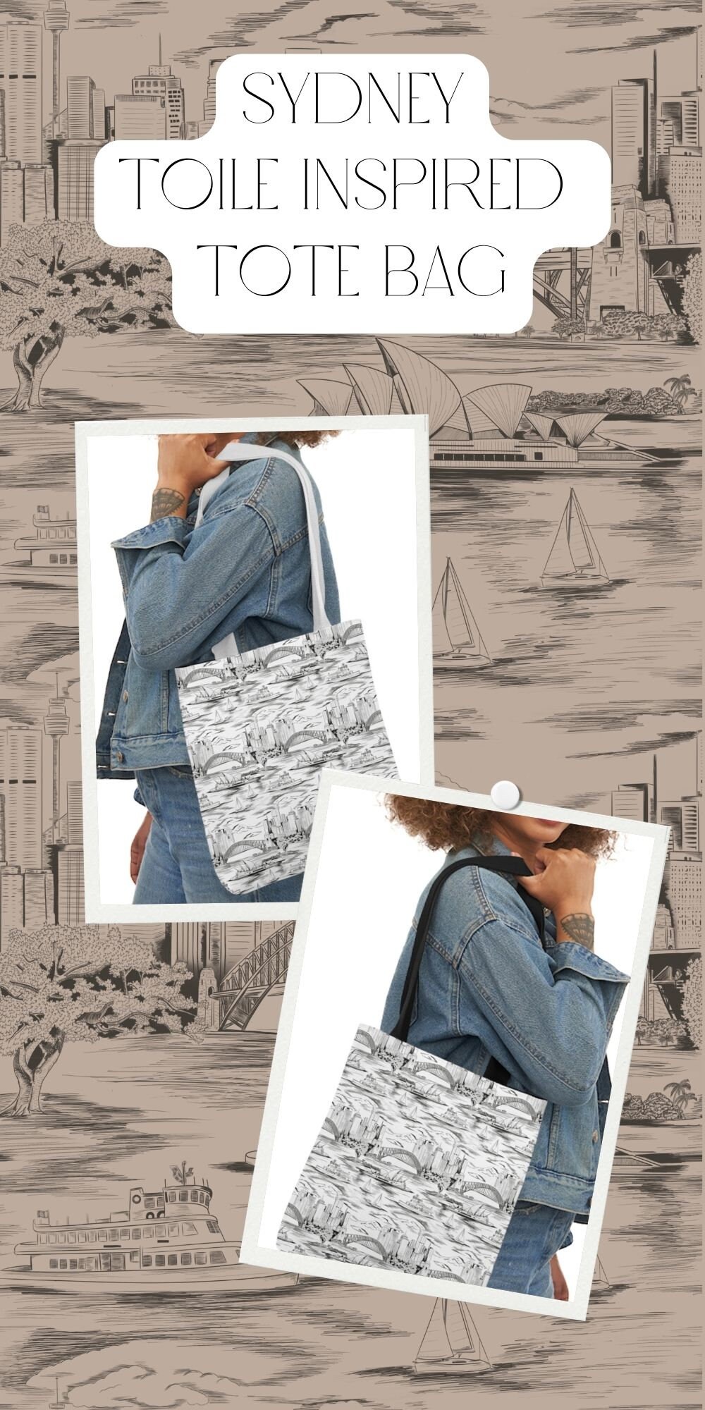 Sydney Tote Bag Toile De Jouy Custom Tote Bag Sydney Australia Gift ...