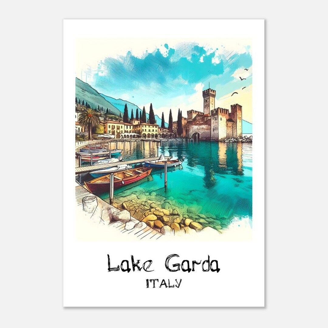 Lake Garda Travel Poster Wall Art, Decor & Artwork Italy Art Print Gift ...
