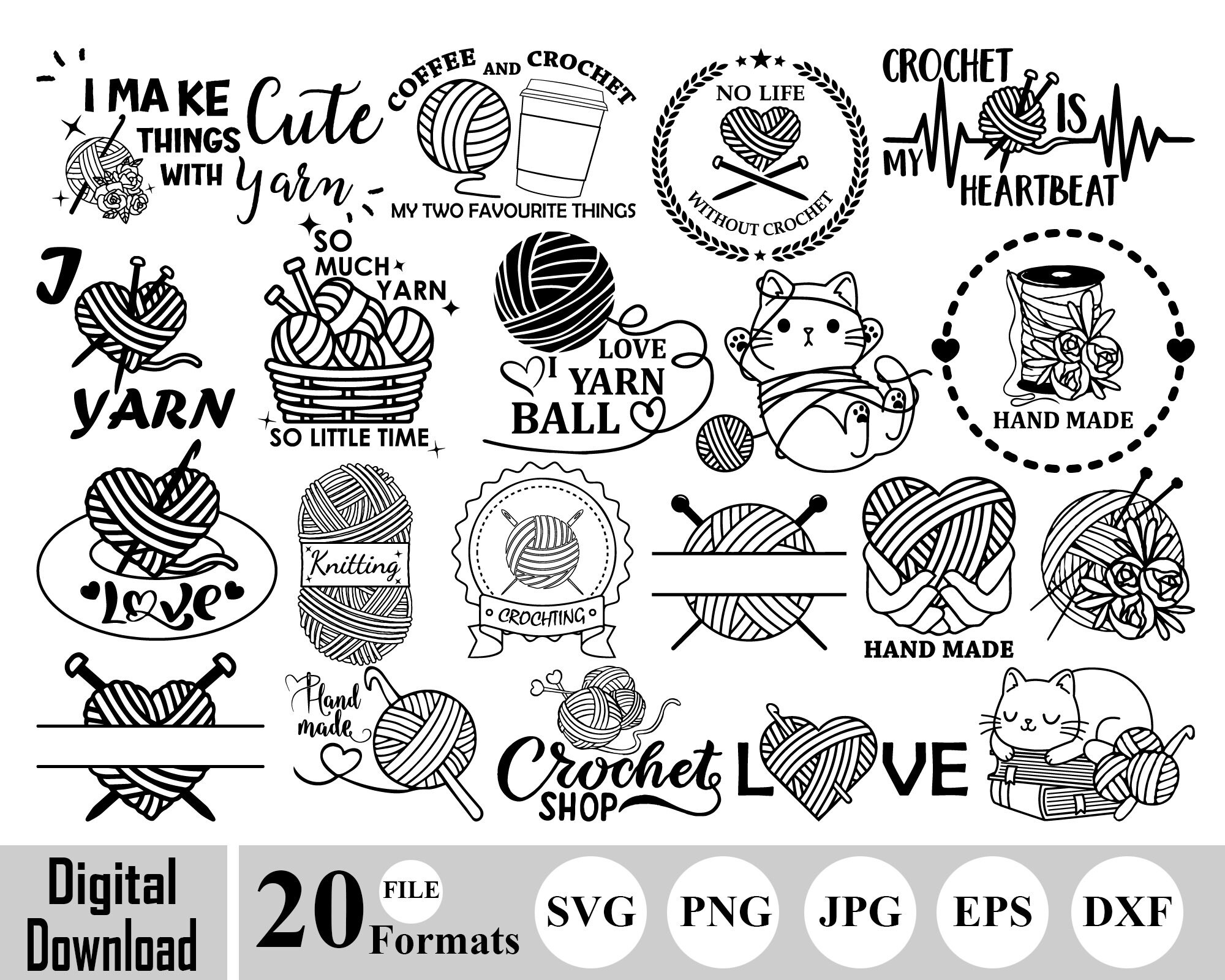 Crochet Svg Bundle Cricut Cut Files Free Commercial Use Crochet Png ...