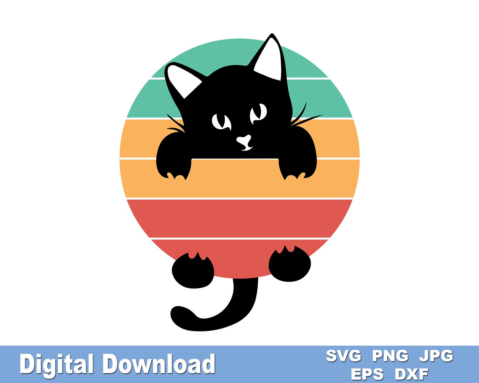 Peeking Cat SVG File, Cat Silhouette, Peeking SVG, Cut Files for Cricut ...