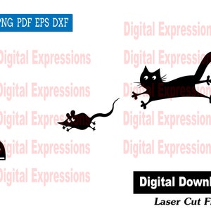 Wall Art Svg, Mouse Svg, Cat Svg, Mouse and Cat Wall Art Svg, Laser Cut ...