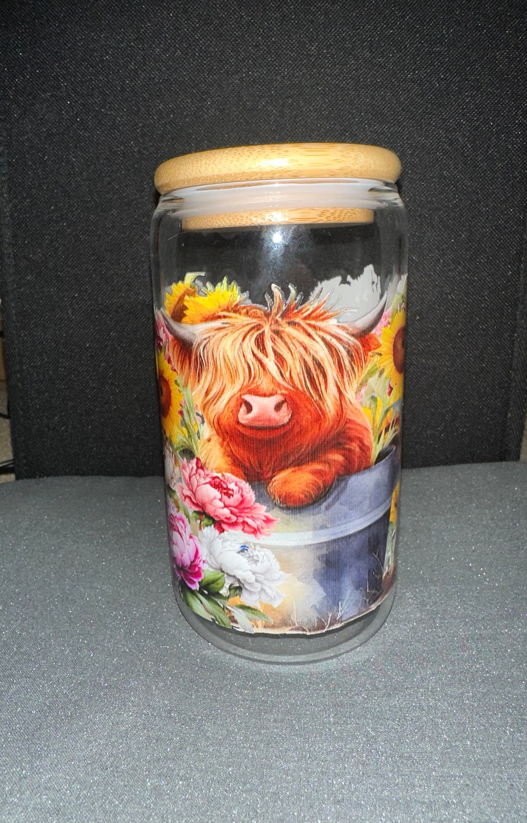 Highland Cow Glass Cup, Fluffy Cow, Coffee Cup, Country, Western, Gift ...