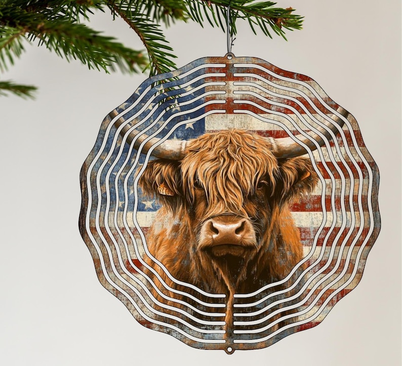 Highland Cow Wind Spinner, Stainless Steel, Double Sided, Yard Decor ...