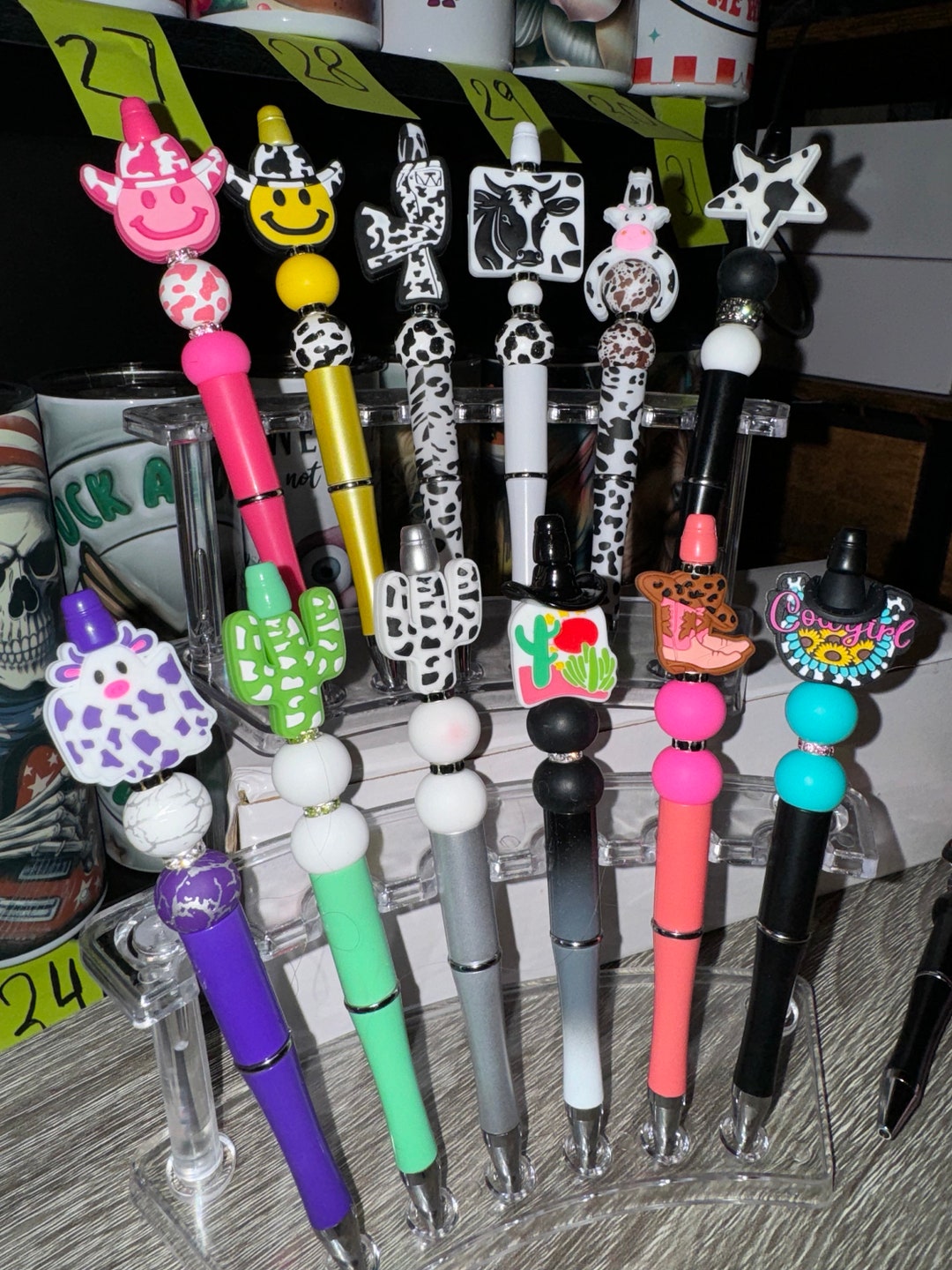 Western Beaded Pens, Cactus, Cows, Cowboy Hat, Desert, Cow Print, Cow ...