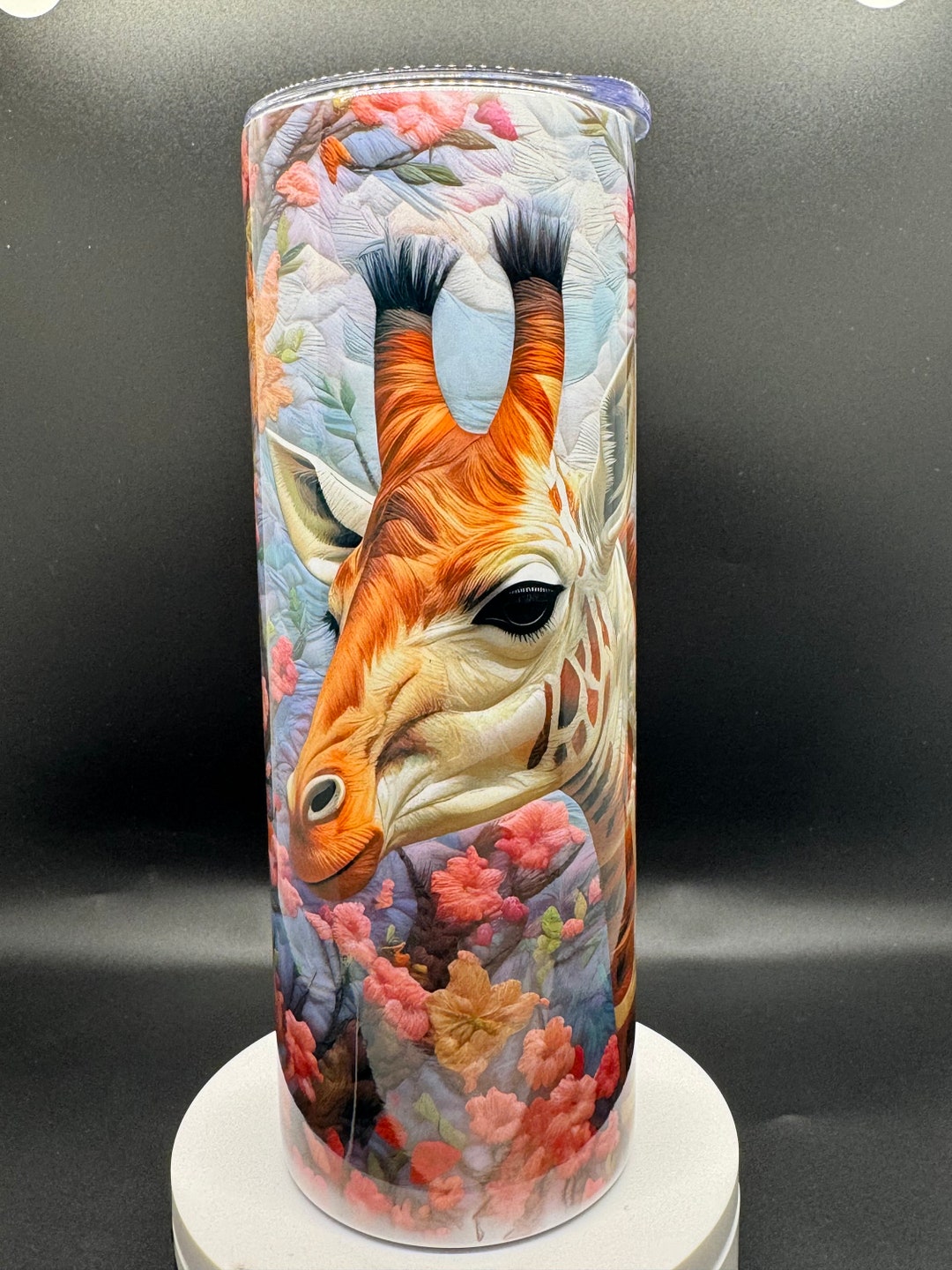 Giraffe Tumbler, Zoo, Wildlife, Cup, Brown, White, Flowers, Cute, Gift ...