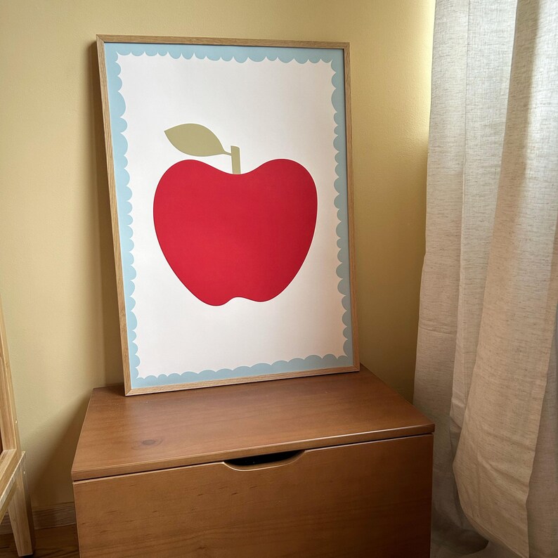 Red Apple Print | Illustration | Poster for Kids | Wall Decor ...