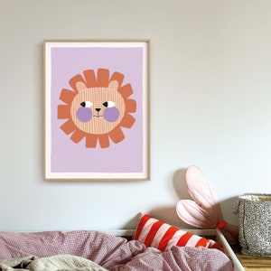 Lion Print | Illustration | Poster for Kids | Wall Decor | Children's ...