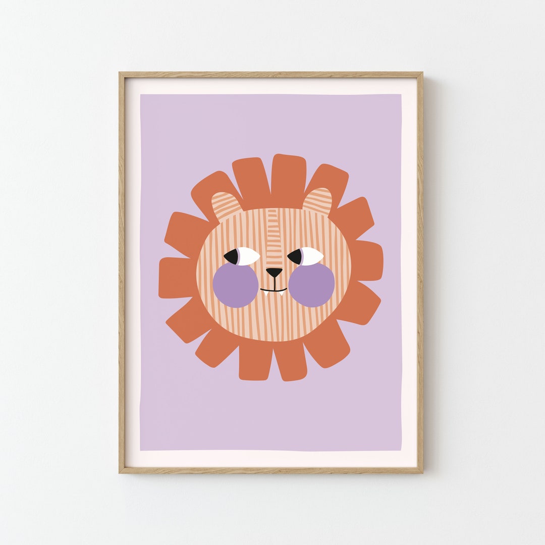 Lion Print | Illustration | Poster for Kids | Wall Decor | Children's ...
