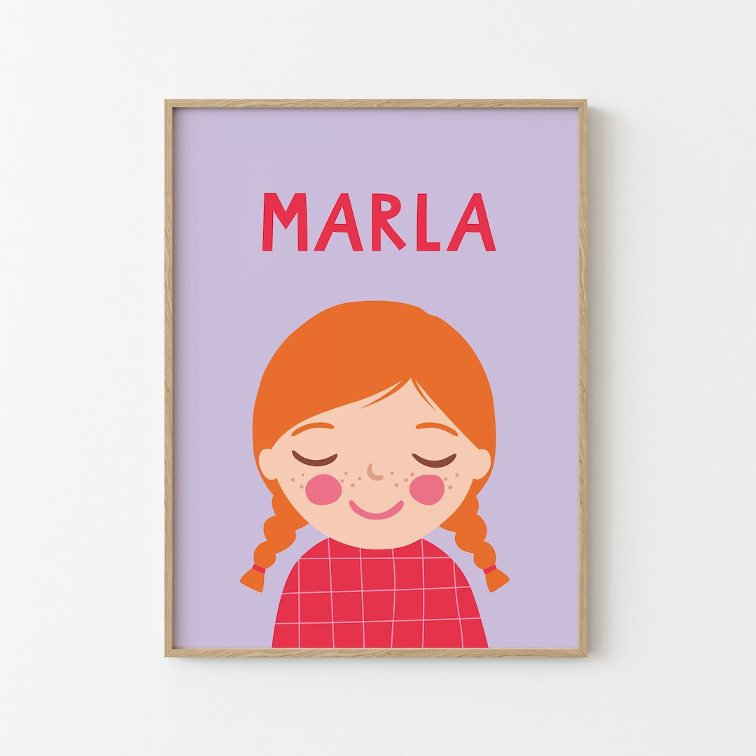 Personalized Girl Portrait With Name - Custom Wall Art - Nursery Decor ...