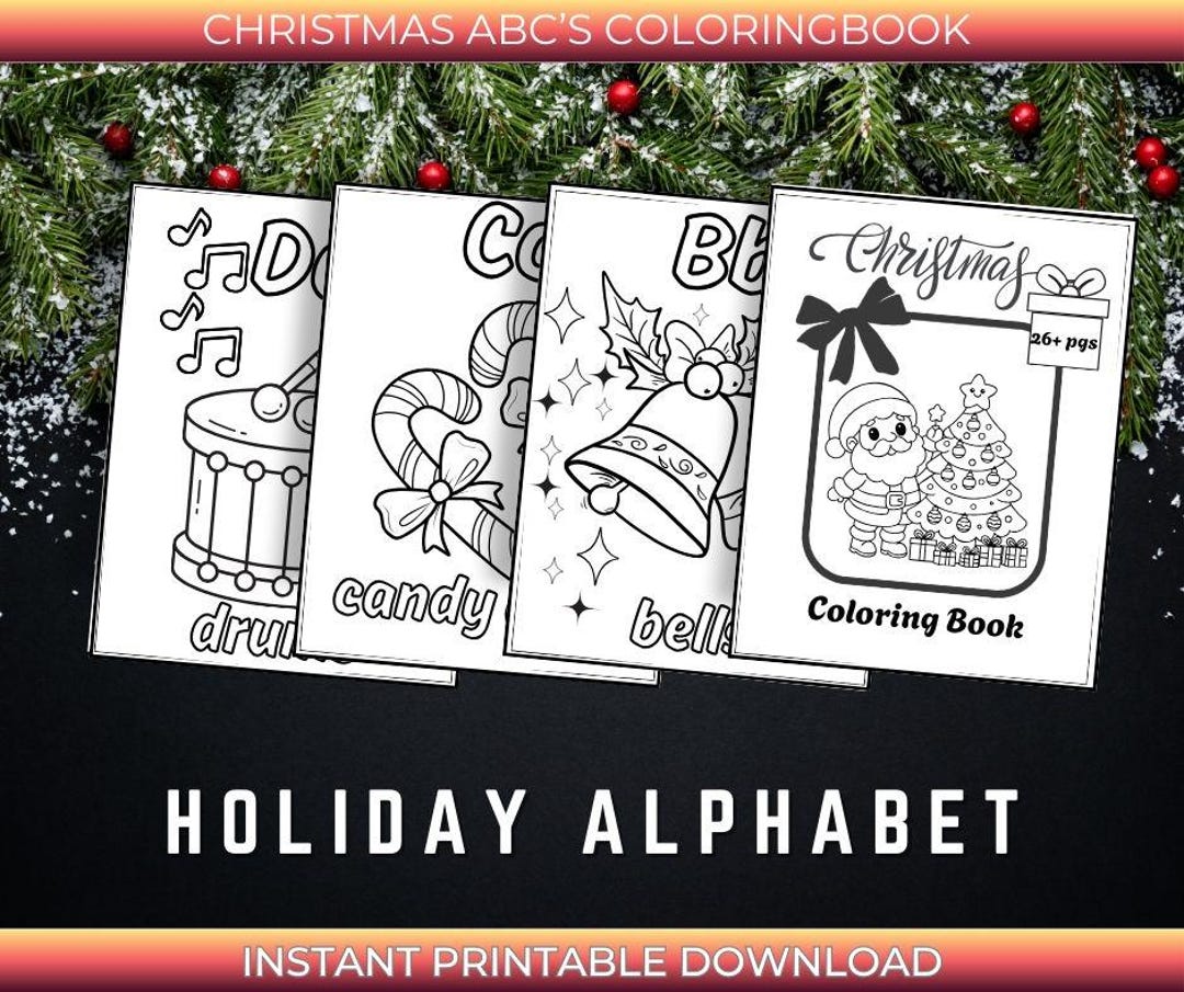 26 Christmas Alphabet Coloring Pages, Preschool ABC Worksheets, A-Z ...