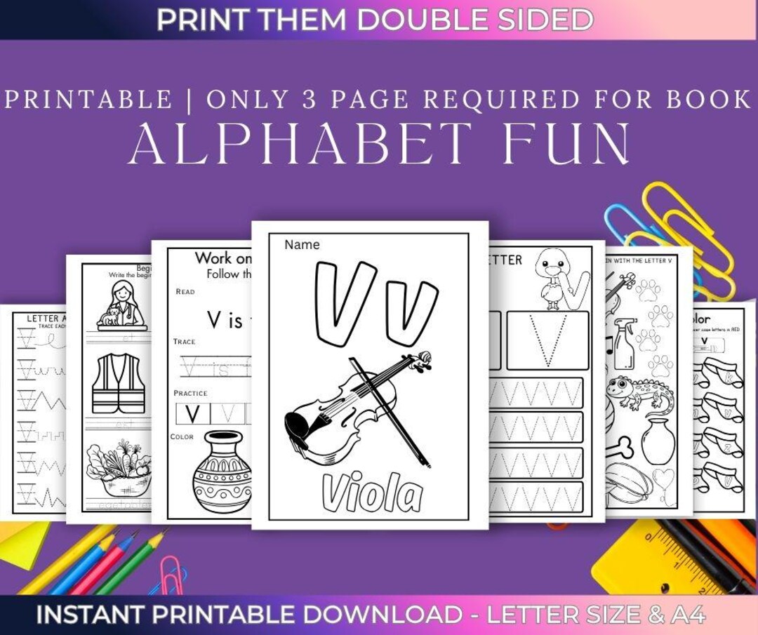 Printable Alphabet Booklet, Phonics, Tracing, Coloring, Fine Motor ...