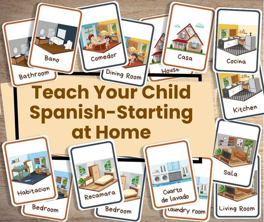 La Casa Spanish English House Items Flashcards for Kids, Bilingual ...